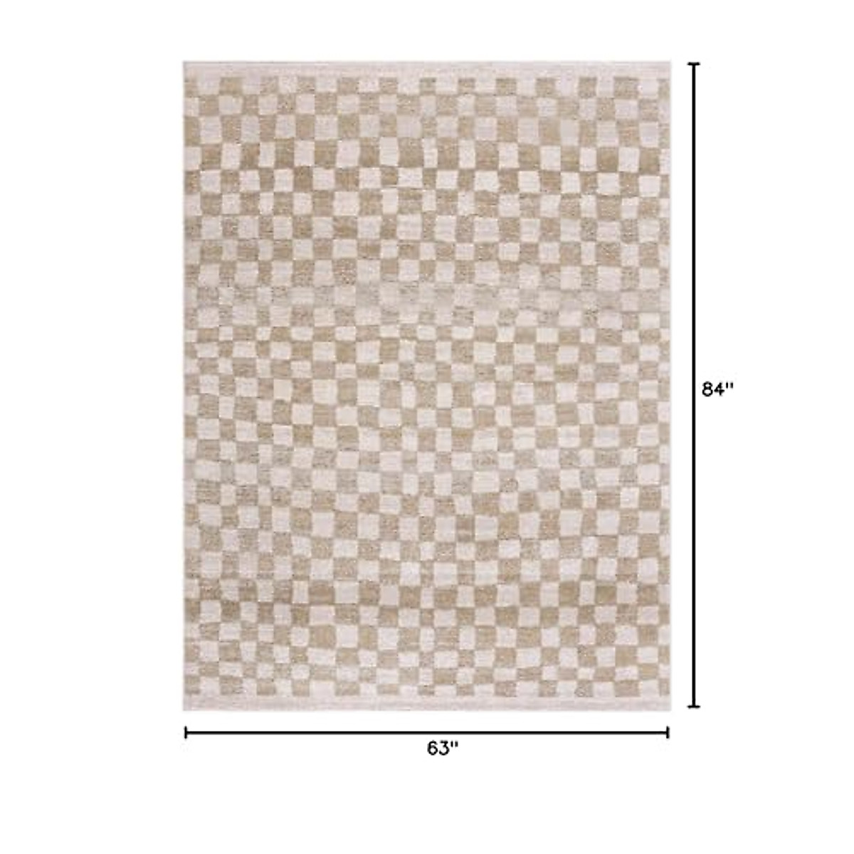 BoutiqueRugs Benjy Modern Checkered Area Rug - Contemporary Geometric Carpet for Living Room, Bedroom, Kids Room, Nursery - Cream, Gold - 5'3" x 7' (5x7 Area Rug)