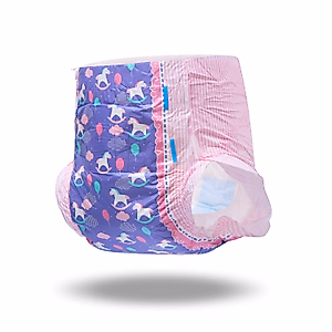 Littleforbig Adult Printed Diaper 80 Pieces (8 Packs) - Little Fantasy (Medium 28"-38")
