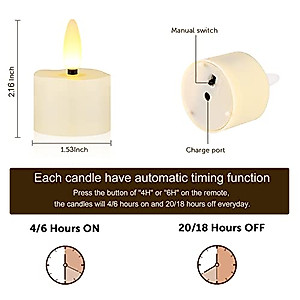 12 PCS Rechargeable Flameless Tea Lights Candles Flickering with Remote Timer and 2 USB Charging Cables, 3D Wick Battery Operated Led Decorative Candle Lights for Home, Halloween, Christmas Decor