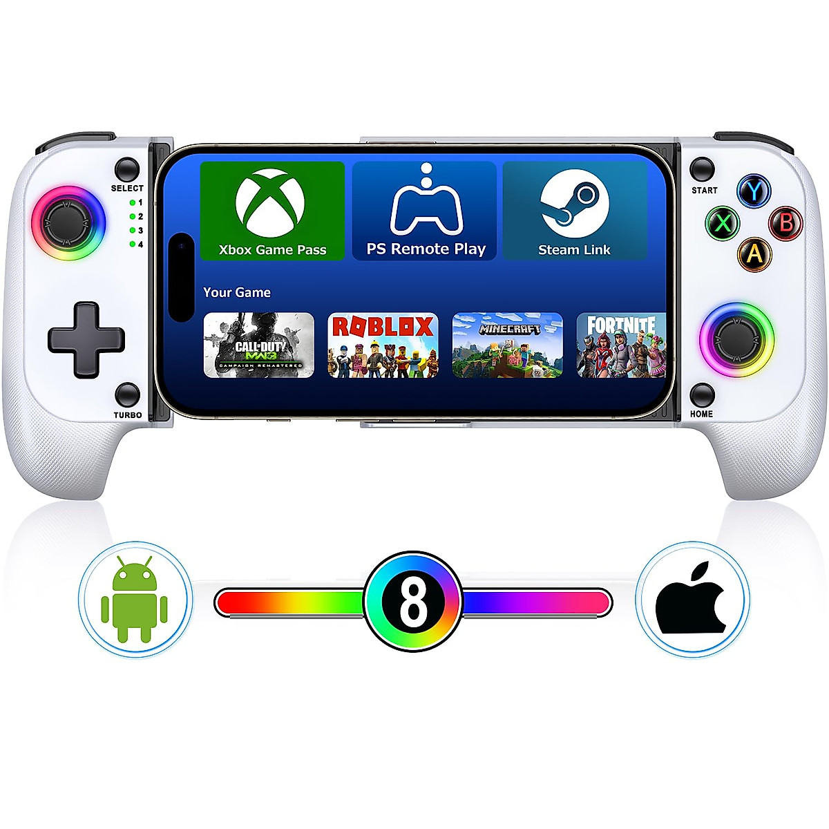 Mobile Game Controler for iPhone/Android, Wireless Phone Controler Support Phone Case, Gaming Controler Suitable for Xbox Game Pass, PlayStation, Steam Link, Roblox, Call of Duty Not for Sony PSP Games