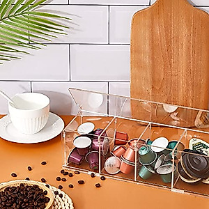 2 Pcs Acrylic Coffee Pod Holder with Lid Coffee Station Organizer Capsule Storage Coffee Bar Accessories for Tea Bag Sugar