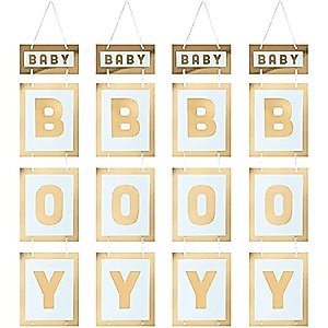 Boy Baby Shower Decorations, Gold Foil Signs (7.8 x 42.5 in, 4 Pack)