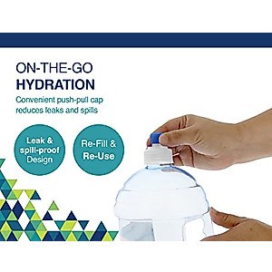 Arrow H2O On The Go Water Bottle, 18 Fl Oz (Includes 6 Bottles) - Mini Clear Plastic Water Bottle with Push Cap - Made in the USA, BPA Free - Built-In Handle, Ideal for School and Sports Practice