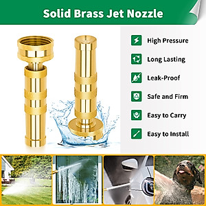 AUTOMAN Brass Hose Nozzle – High Pressure Jet Nozzles 3 Pack, Heavy Duty Sprayer for Garden Hoses, Adjustable Spray Gun,Solid Twist Water Hose Nozzle for Patio, Lawn, Car Wash, Extra 10 Rubber Washers