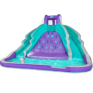 SUNNY & FUN Ultra Climber Inflatable Water Slide Park – Heavy-Duty for Outdoor Fun - Climbing Wall, Two Slides & Splash Pool – Easy to Set Up & Inflate with Included Air Pump & Carrying Case