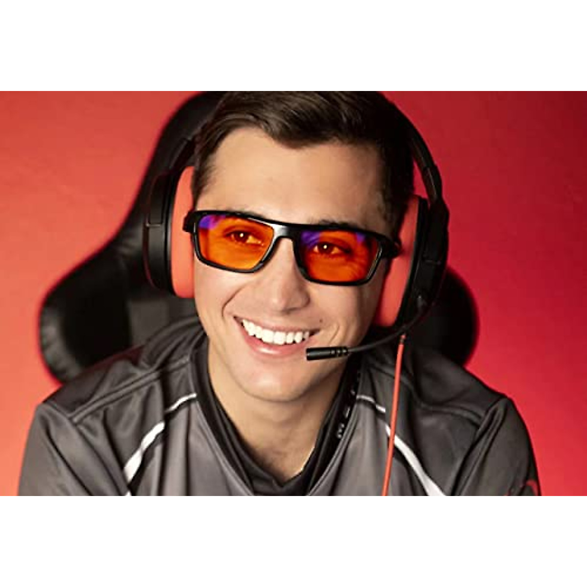 B BIKRUL Best anti glare Amber lens night vision glasses for driving,computer gaming glasses for men for eye strain,black square blue light glasses men