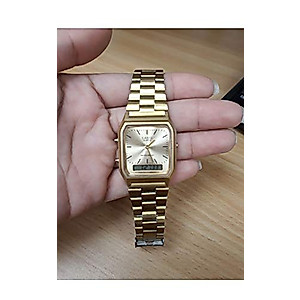 Casio AQ230GA-9D Men's Analog Digital Dual Time Gold Tone Metal Band Watch