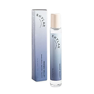 Skylar Indigo Valley Eau de Parfum - Hypoallergenic & Clean Perfume for Women & Men, Vegan & Safe for Sensitive Skin- Woody, Floral Perfume, Blueberry Mocha, Water Lotus & Clearwood - 10mL /0.33 Fl oz