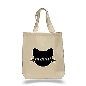 Georgiabags Cat Design Canvas Tote Bags, Carrying Book Bags Shopping Grocery