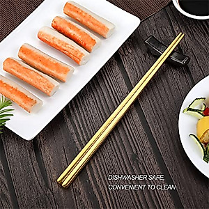 HuaLan Metal Chopsticks 18/8 Stainless Steel Chopsticks Japanese Korean Chopsticks Dishwasher Safe Resistant to Acids and Alkalis Fadless Anti-slip Reusable Chop Sticks 5 Pairs Gift Set - Multicolor