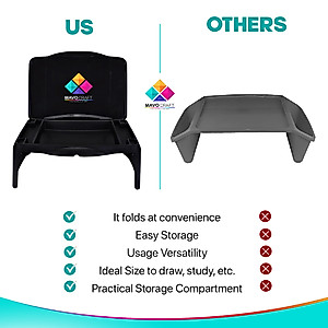 Folding Lap Desk, Laptop Desk, Breakfast Table, Bed Table, Serving Tray - The lapdesk Contains Extra Storage Space and dividers & Folds Very Easy, Great for Kids, Adults, Boys, Girls (Black)