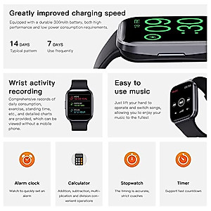 Fitness Tracker Heart Rate Monitor Blood Pressure Watch Pedometer Waterproof Blood Oxygen Monitor Sleep Step Counter Sport Wrist Watch for Women Men Smartwatch for Android Phones Compatible iPhone
