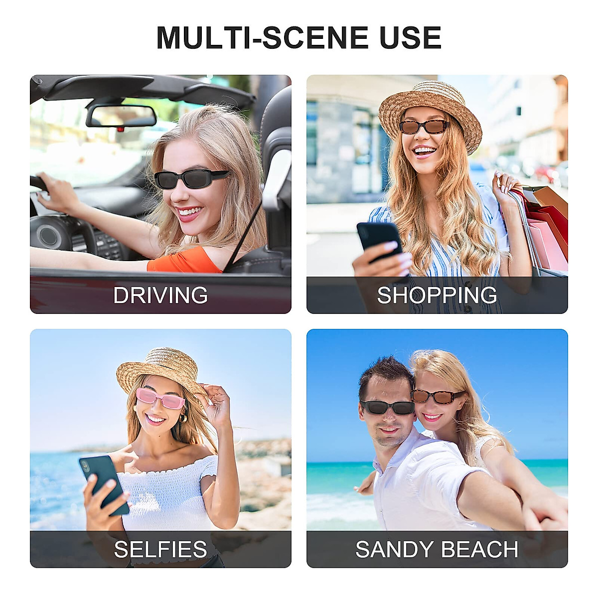 Ougenni Sunglasses Womens Rectangle Trendy Sunglasses Vintage Sunglasses 90s Retro Y2K Fashion Sunglasses for Women Sunglasses Pack