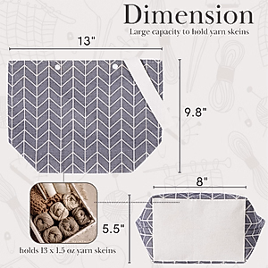 TOGETRUE Yarn Bag, Stylish Knitting Crochet Bag, Yarn Storage Tote Bag Organizer, Crochet Bag for Crocheting Project, Knitting Wrist Bag for Holding Yarn, Skien Balls and Crochet Accessories