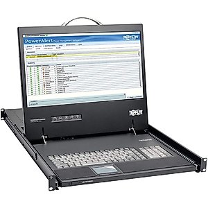 Tripp Lite Rack Console 1URM DVI, VGA for KVM Switch, 19" LCD 1080p Rack-Mount TAA (B021-000-19-HD2), black