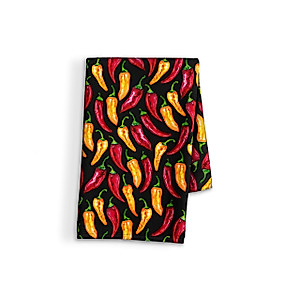 Chili Pepper Print Hand Towel - Kitchen Towel - Bathroom Hand Towel - Cotton Terry Cloth - 15"x25"