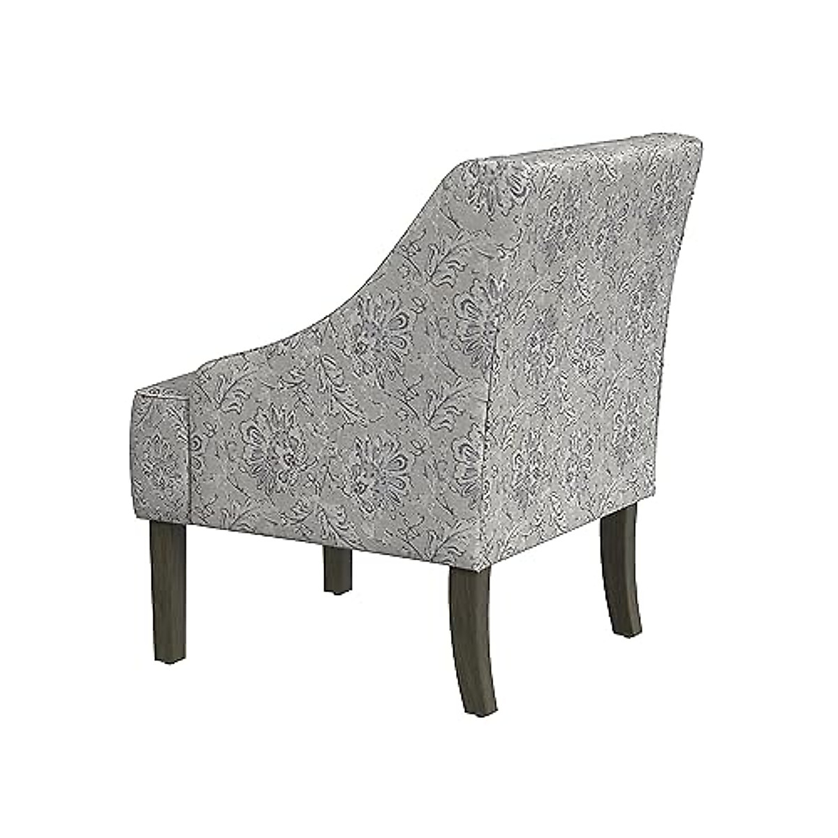 HomePop Home Decor | Upholstered Classic Swoop Arm Accent Chair | Accent Chairs for Living Room & Bedroom | Decorative Home Furniture, Gray Linen Artistic Floral Print