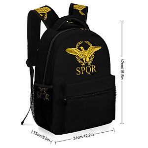 Roman Empire Senate SPQR Flag Laptop Backpack Fashion Shoulder Bag Travel Daypack Bookbags for Men Women