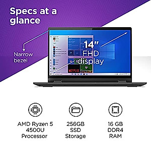Lenovo Flex 5 14 Laptop, 14.0" FHD Touch Display, AMD Ryzen 5 5500U, 16GB RAM, 256GB Storage, AMD Radeon Graphics, Digital Pen, Windows 10H