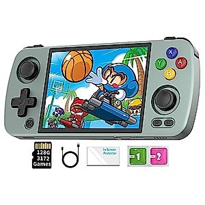 RG405M Retro Handheld Game Console , Aluminum Alloy CNC Android 12 System 4.0 Inch IPS Touch Screen with 128G TF Card 3172 Games Compatible with 5G WiFi and Bluetooth 5.0 (Gray)