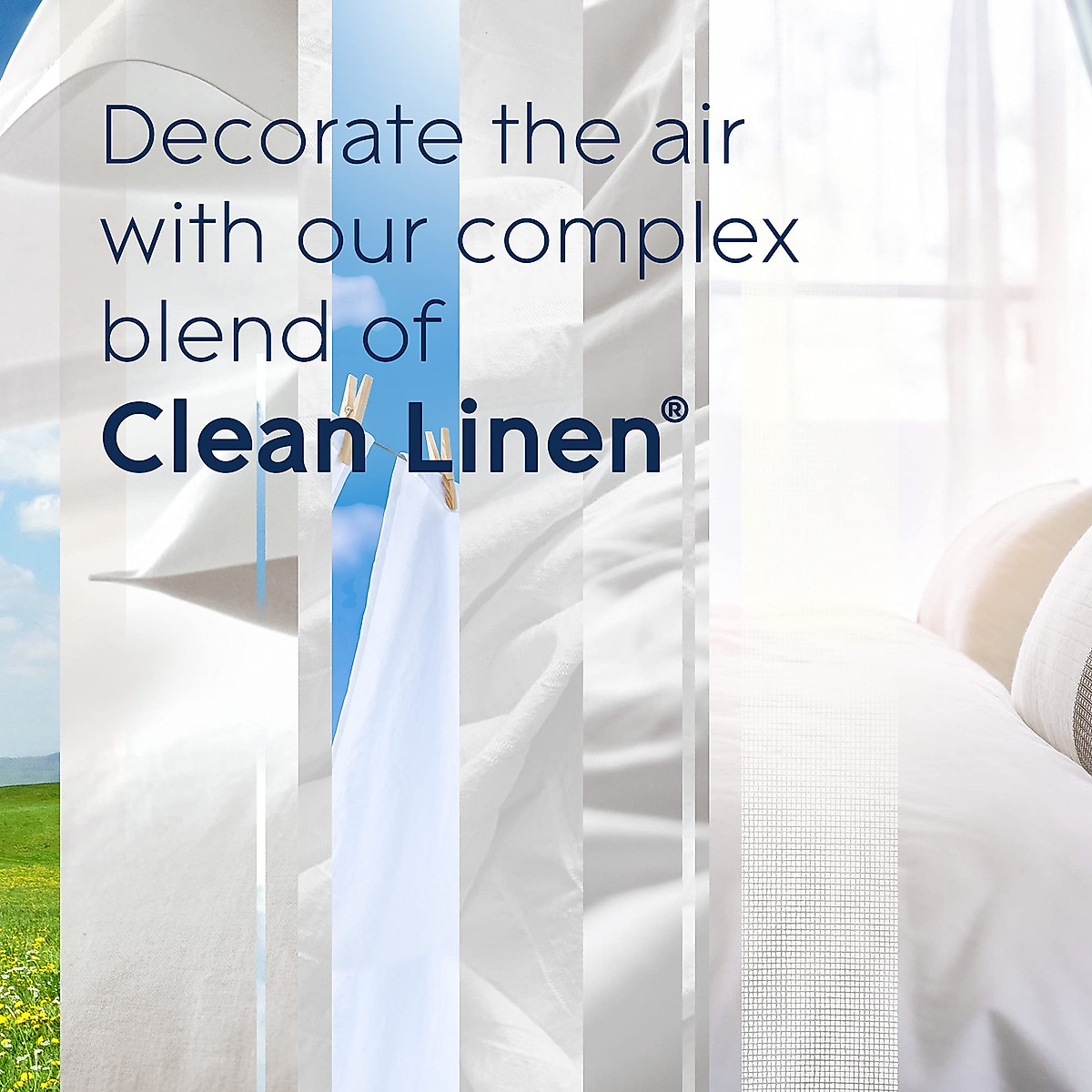 Glade PlugIns Refills Air Freshener Starter Kit, Scented and Essential Oils for Home and Bathroom, Clean Linen, 3.35 Fl Oz, 1 Warmer + 5 Refills