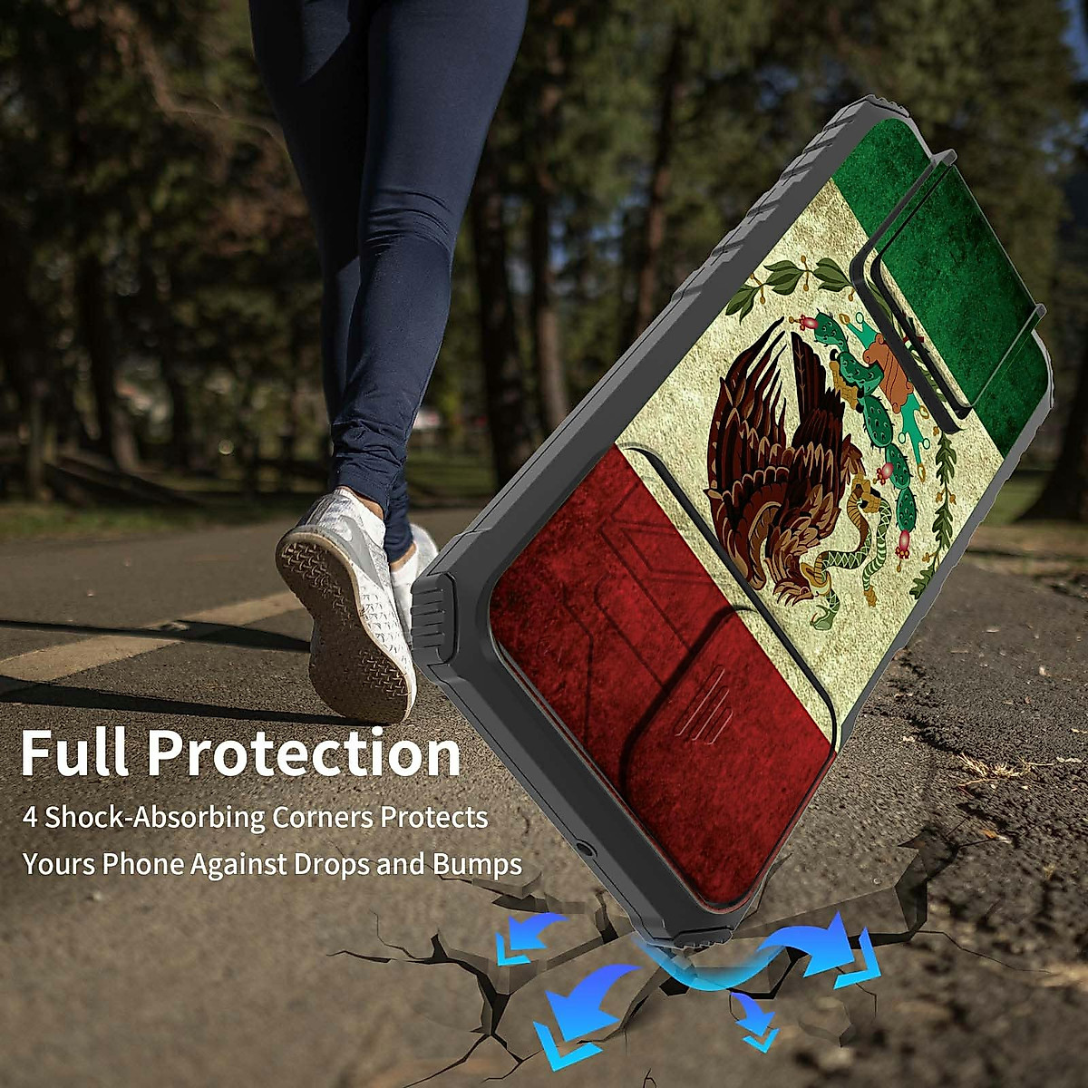 Rossy iPhone 14 Pro Case, Slide Camera Cover, Kickstand, Dual Layer Shockproof for iPhone 14 Pro Max 6.7", "Mexican Vintage Flag