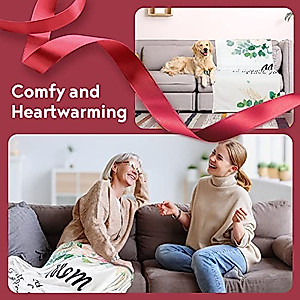 ADEXDO Gifts for Mom from Daughter, Blanket for Mom Gifts, Anniversary Mom Birthday Gifts, I Love You Mom Blanket, Throw Blanket 60" × 50" (White)