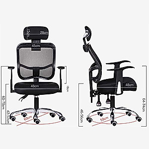 Mlaea Lawyer Hospital Office Chair, Adjustable Height Armchair High Back Comfortable Desk Chairs, Executive Swivel Chair, 48 * 48 * 64-74CM(Color:Black)