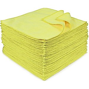 Eurow Microfiber 12 x 12in 300 GSM Cleaning Towels Yellow - 50 Pack