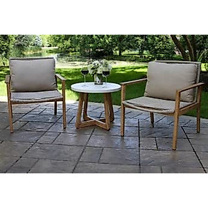 Outdoor Interiors Wheat Rope & Antique Wash Eucalyptus Lounge Chair, Set of 2