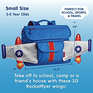 Bixbee Little Boy's Rocketflyer Backpack, Blue Rocket Bookbag with Wings