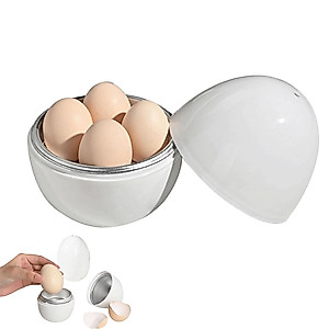 Generic Microwave Egg Boiler,Microwave Egg Cooker Maker For 1/4 Egg,Boiled Egg Poachers with Lid,Rapid Egg Cooker Microwave Boiled Egg Maker for Hard Soft Boiled Egg Cooker Steamer ﻿, white