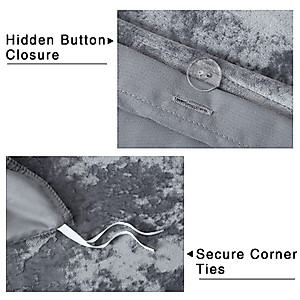 CAROMIO Velvet Duvet Cover Bedding Set Queen Size, Luxury Ultra Soft Velvet Comforter Cover 3 Pieces (1 Duvet Cover + 2 Pillow Shams, Grey)