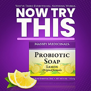 Candida Freedom Massey’s CF 100% Natural Probiotic Soap - Powerful Tea Tree and Lemon Body Soap - 4oz Lemon Scent