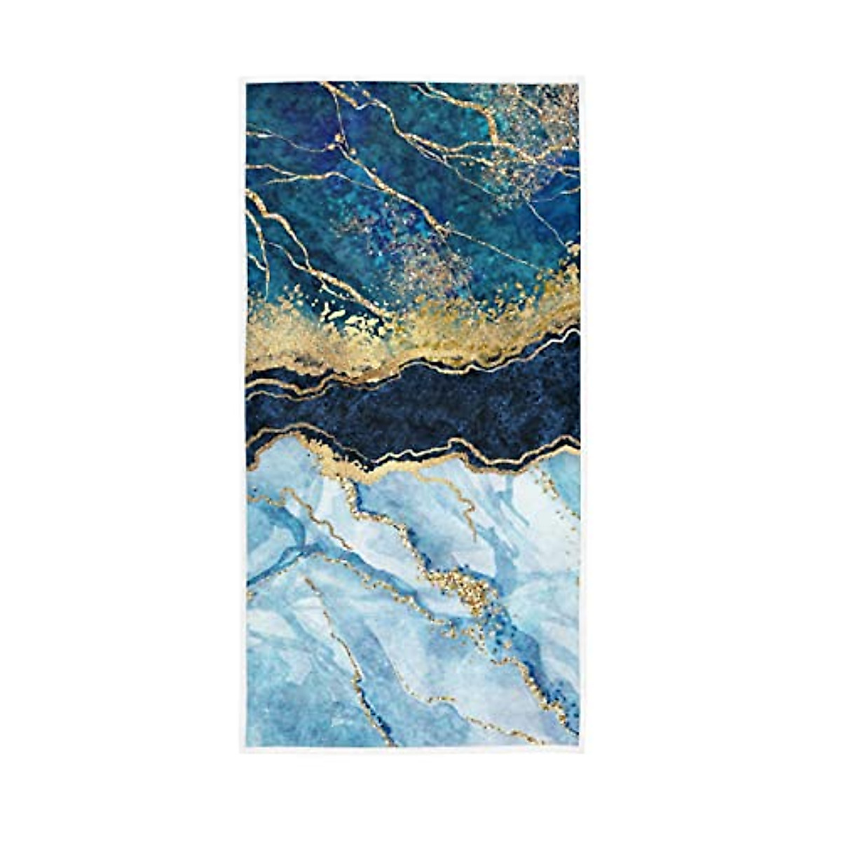 CHSIN Blue Marble Gold Foil and Glitter Wavy Hand Towels Soft Absorbent Quick Dry Towel Hign Quality Hanging Towels for Bathroom, Gym, Swimming Pool, Running 30x15inch 21210206