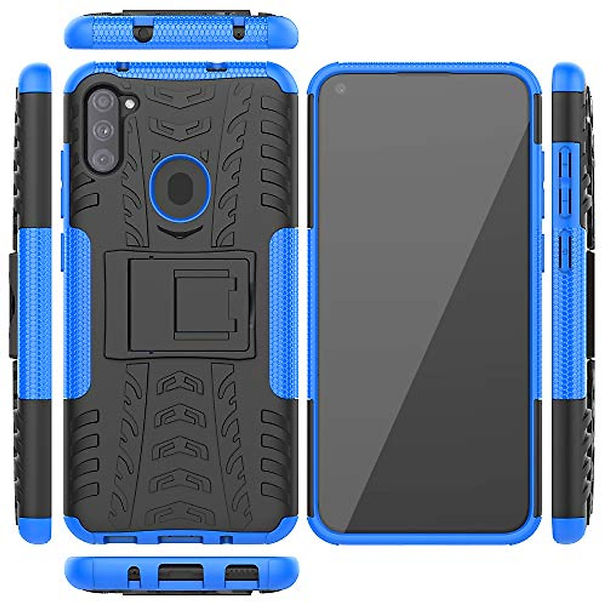 SKTGSLAMY Galaxy A11 Case,Samsung A11 Case,with HD Screen Protector, [Shockproof] Tough Rugged Dual Layer Protective Case Hybrid Kickstand Cover for Samsung Galaxy A11 (Blue)