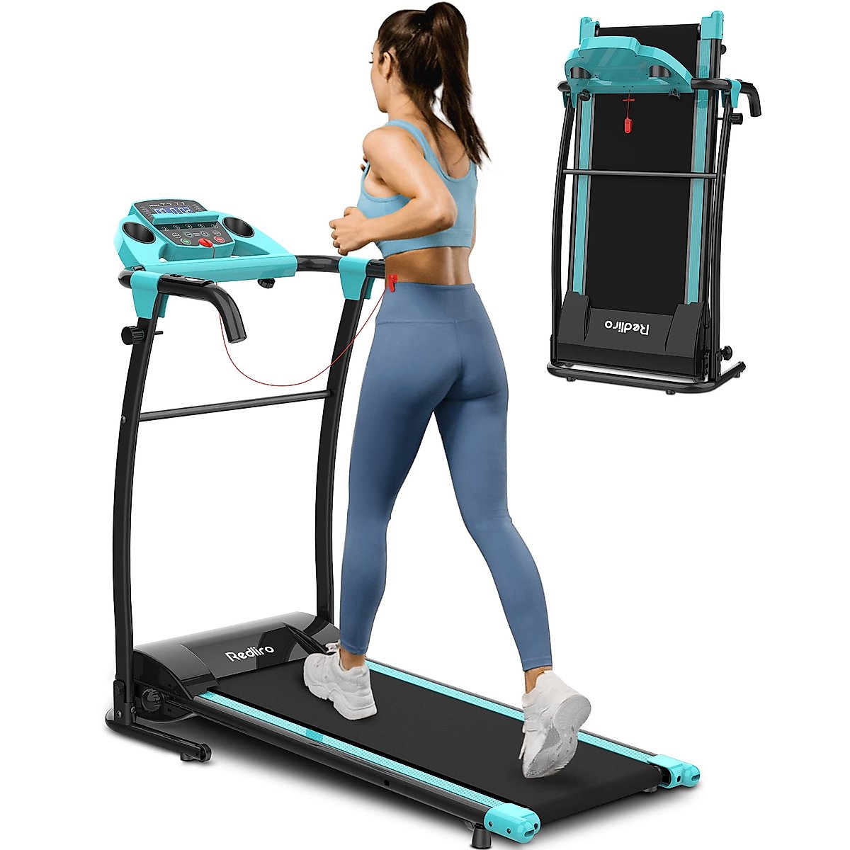REDLIRO Electric Treadmill Foldable Exercise Walking Machince for Apartment Home/Office Jogging Compact Folding Easy Assembly 12 Preset Program 2 Wheels LCD Display