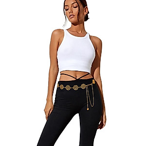 YeeHeen Chain Belts for Women Hollow Waist Chain Belt for Dresses Gold 150CM