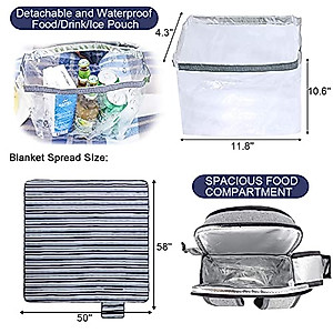 Sunflora Picnic Backpack for 4 Person with Blanket Picnic Basket Set for 2 with Insulated Cooler Wine Pouch for Family Couples (Gray)