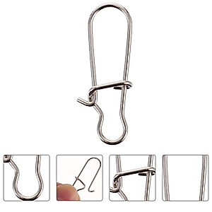 LIOOBO Fishing Tool 100pcs Fishing Buckle Fishing Hooked Snap Fishing Tackle Fishing Lure Heavy Duty Fishing Supplies Fishing Accessories Swivel Lock Snap Stainless Steel Pin to Rotate