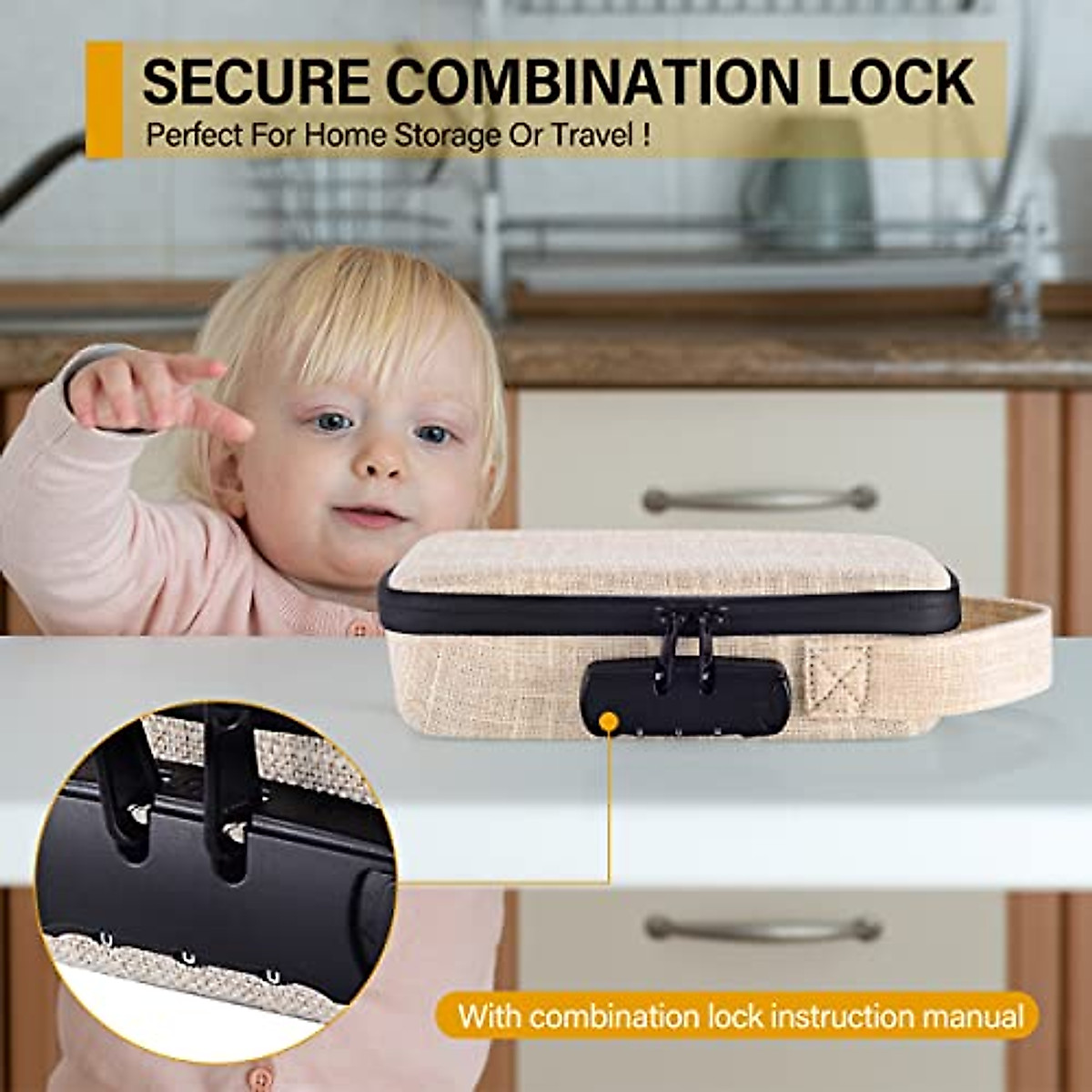 LAYAONE Smell Proof Bag | Smell Proof Stash Box with Combination Lock | Portable Travel Storage Case for Your Accessories | Gift for Men/Women (Regular)