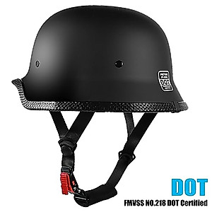 German Style Motorcycle Helmet, DOT Approved Half Face Helmets for Men Women, Adult Retro Black Half Shell Moped Helmet… (XX-Large, Matt Black)