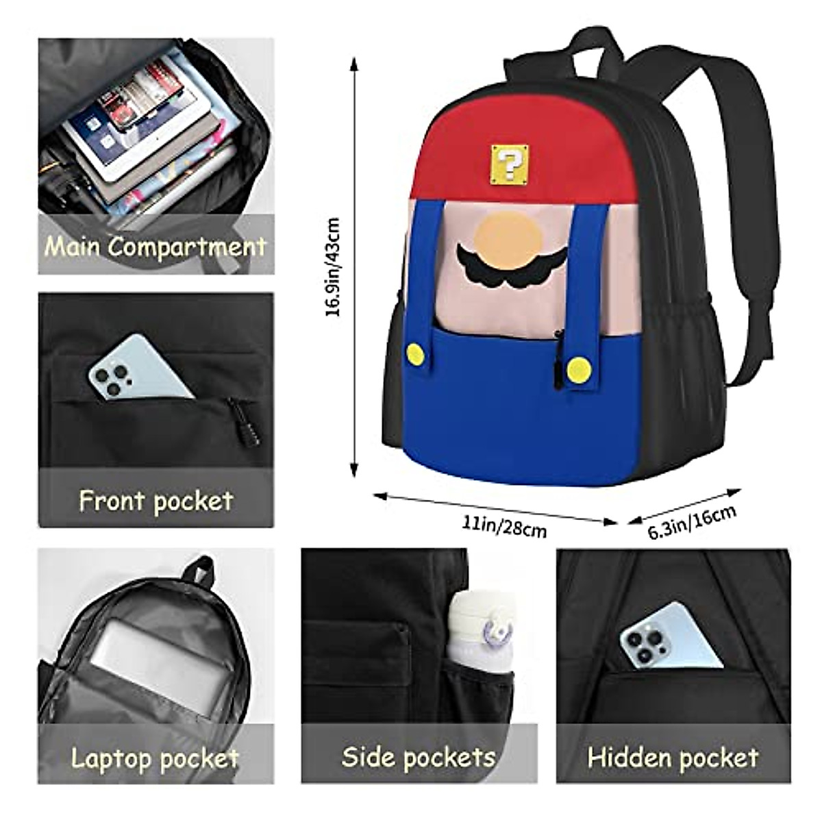 TUOKEO Gaming Characters Backpacks for Boys Girls, Cute Waterproof Backpack for School Fans Gifts 17 Inches