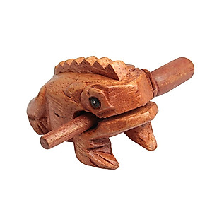 Acxico 1Pcs Thailand Craft Wooden Lucky Frog Croaking Musical Instrument Home Office Decor