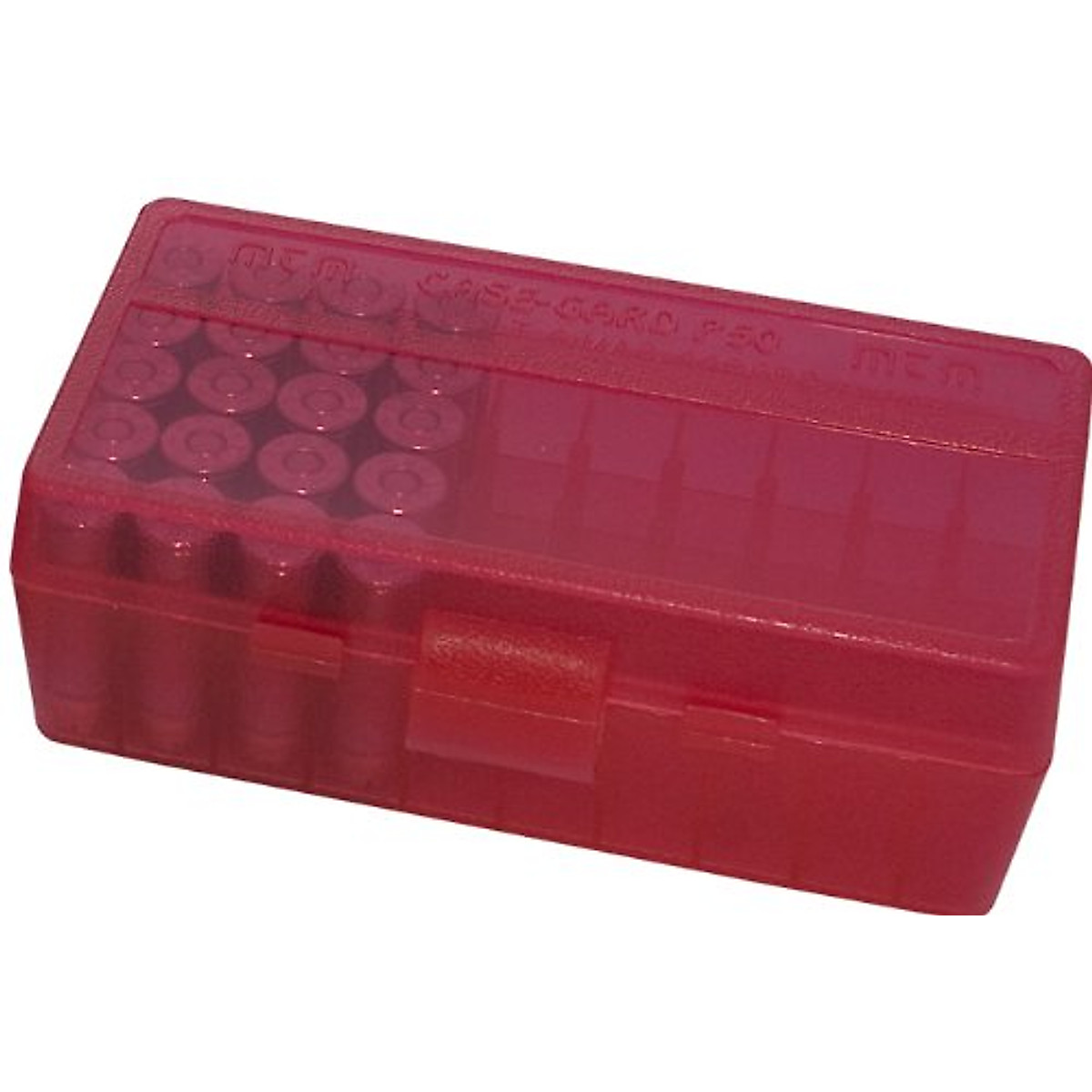 MTM 50 Round Flip-Top Ammo Box 38/357 Cal (Clear Red)
