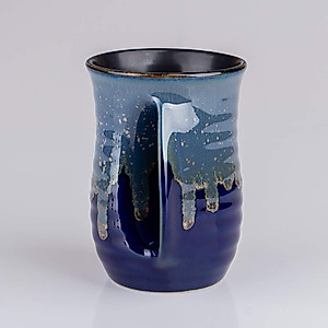 oojdzoo Hand Warmer Mug for Coffee Handmade Pottery (UPGRADED) - 16 Ounce Large Handwarmer Mugs Ceramic with Pocket Handles Gift for New Year Christmas, Keep Your Fingers Warming, Right Handed