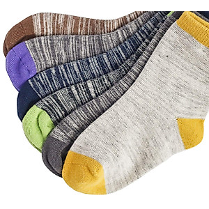Hzcojulo Little Toddler Kids Boys Girls Fashion Cotton Socks -Assorted-6 Pairs,M/Shoe size 10.5-13/5-7Years