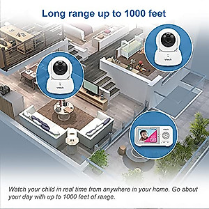 VTech VM923-2 Baby Monitor, 2.8”Screen, 1000ft Range, Pan-Tilt-Zoom, Night Vision, 2-Way Audio, Temperature Sensor, Lullabies, Secured Transmission No WiFi