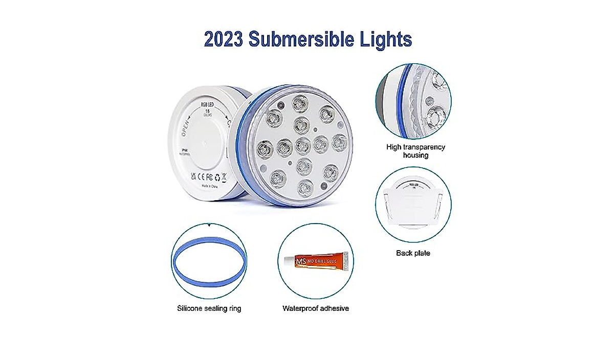 Sunyel Submersible LED Pool Lights - Color Changing Design