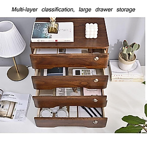 JAEFIT Solid Wood Storage Box - Flat File Cabinet, Wooden Desktop Storage Box with Lockable Drawers, Office Supplies A4/Receipt File Organizer (Size : 2 Layer)